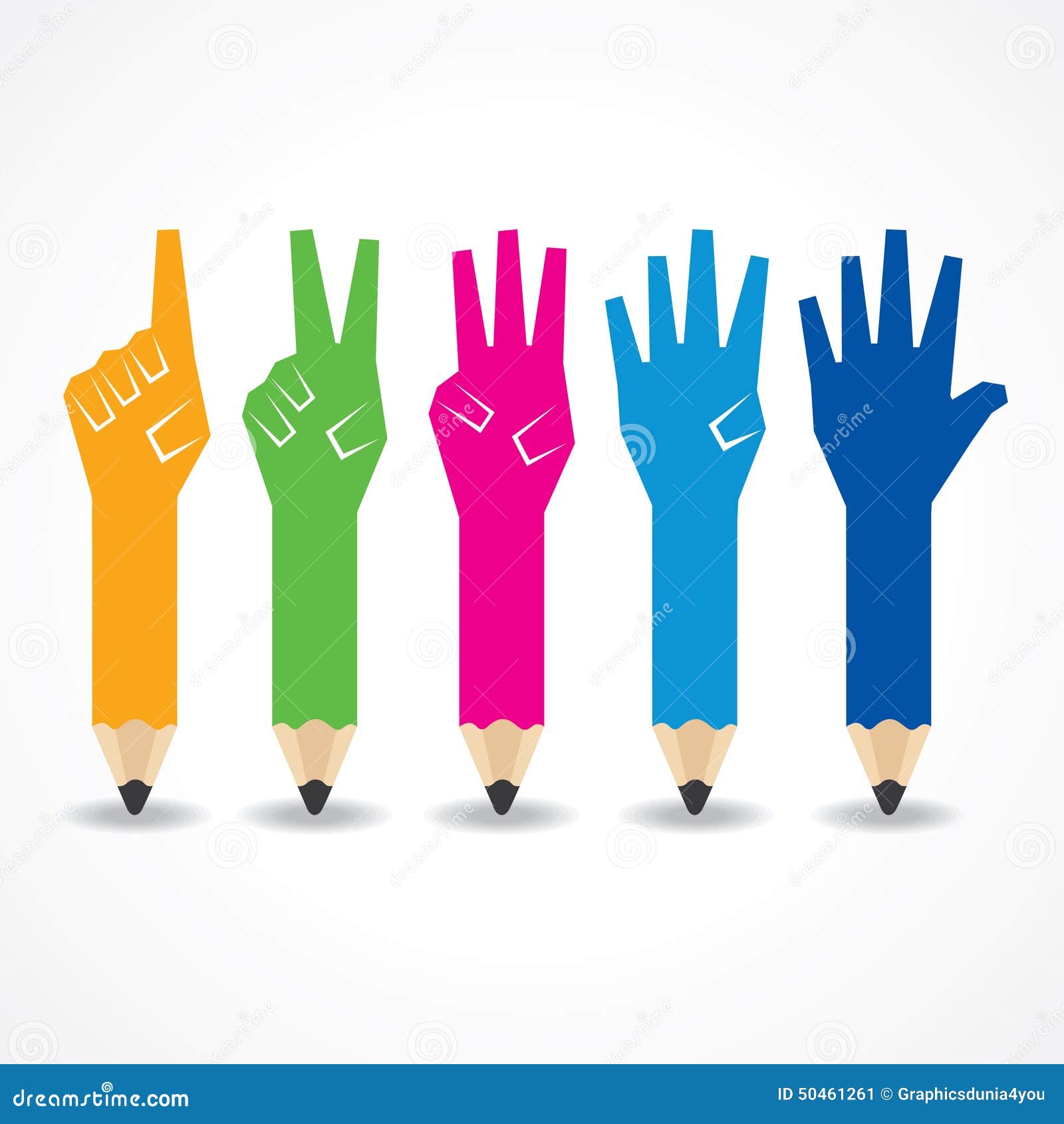 Pencil Shows Number One To Five Stock Vector - Illustration of child ...