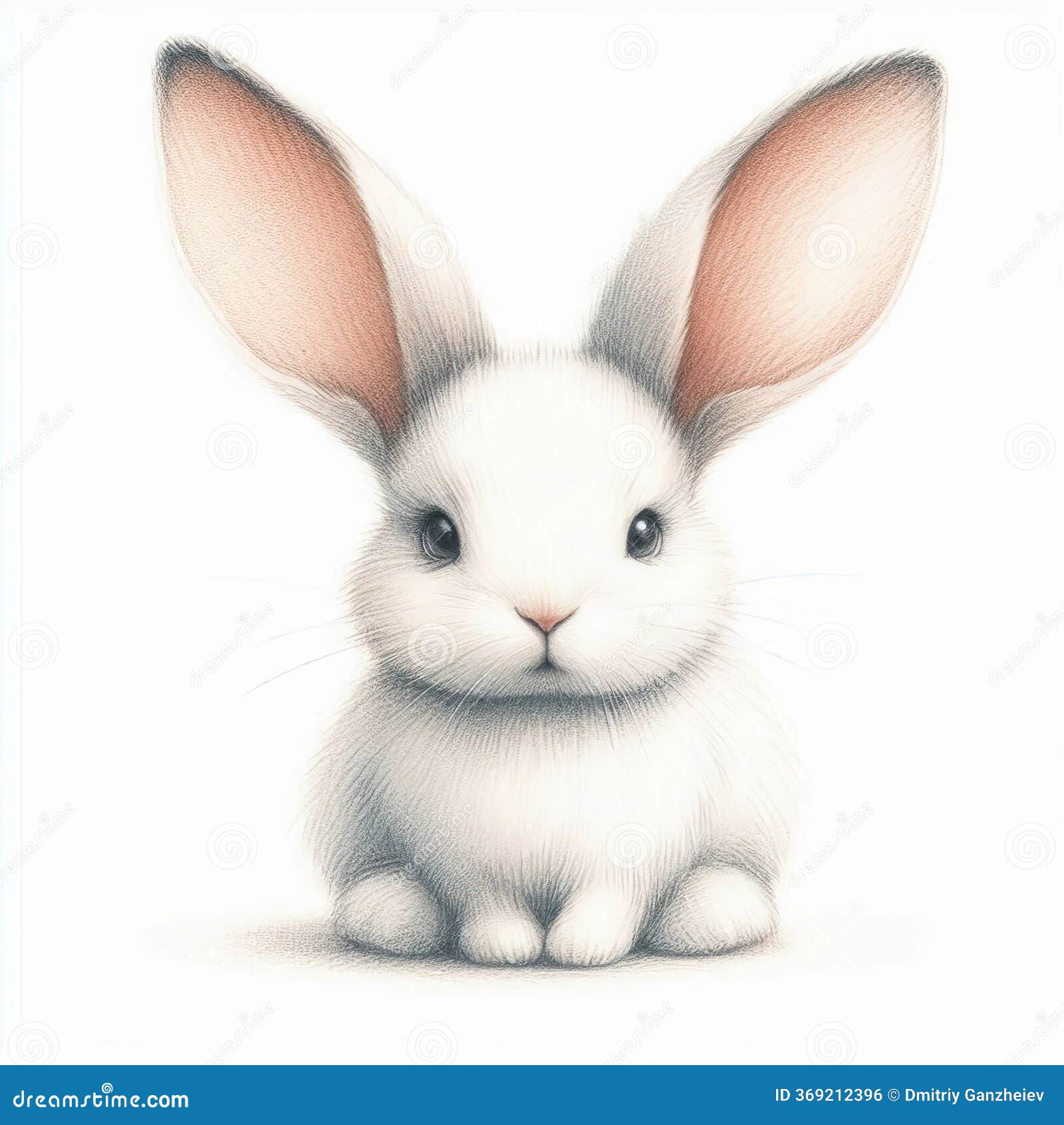 Sketch Of Bunny Holding A Blank Sheet Of Paper. Hand Drawn Outline ...