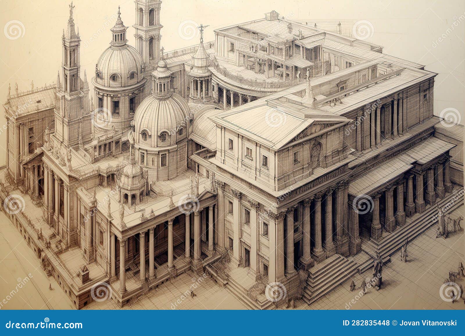 Pencil Sketch Drawing of Roman Building Architecture Generative AI ...