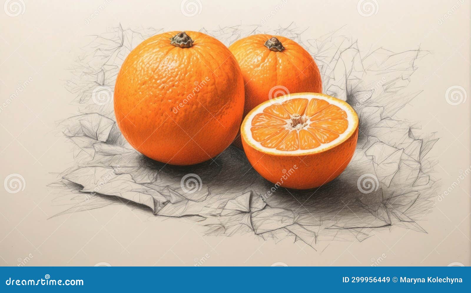 Pencil Sketch of Fresh Orange. Orange for Juice Stock Illustration ...