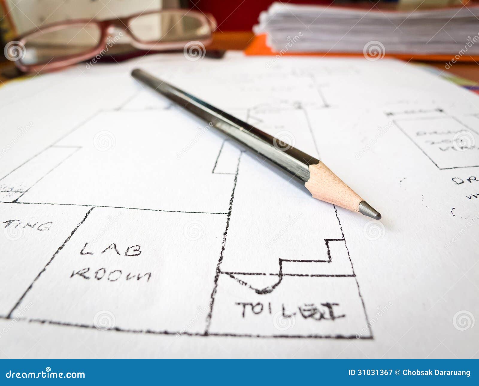 Pencil with the sketch stock image. Image of detail, office - 31031367