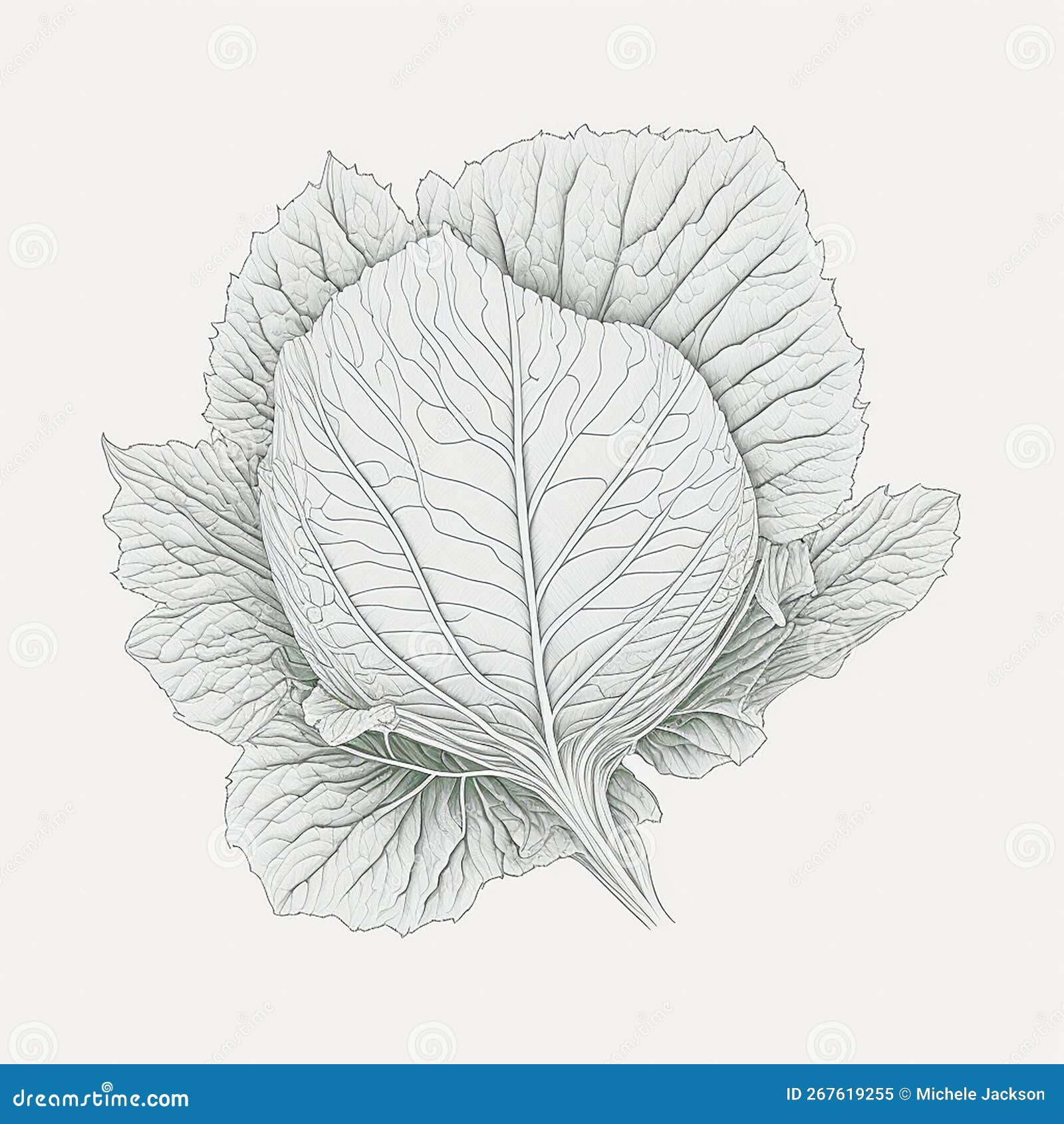 Pencil Sketch Outline Drawing Created by Generative Ai of a Cabbage ...