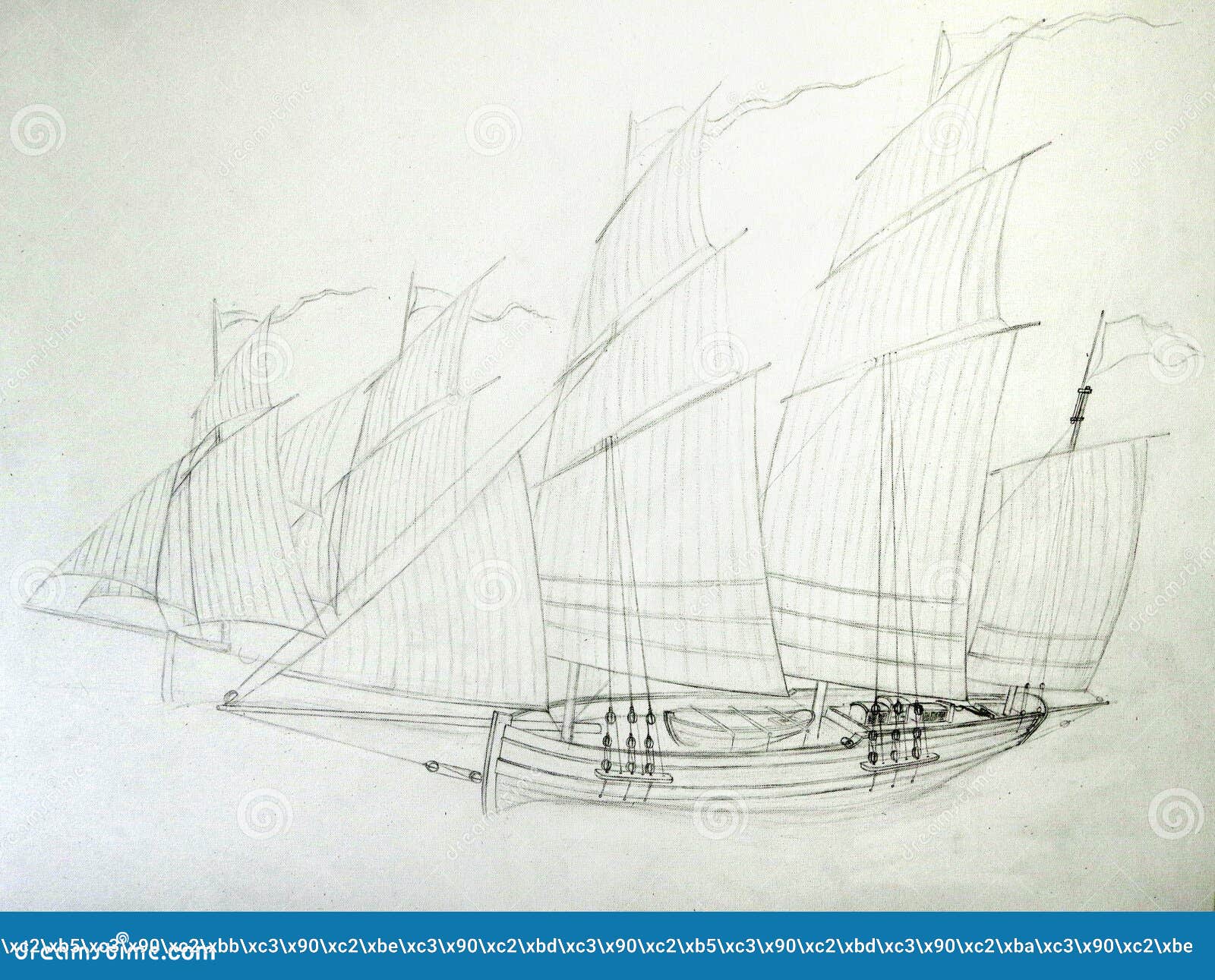 Pencil Sketch on Paper of Sailing Ship Stock Illustration ...