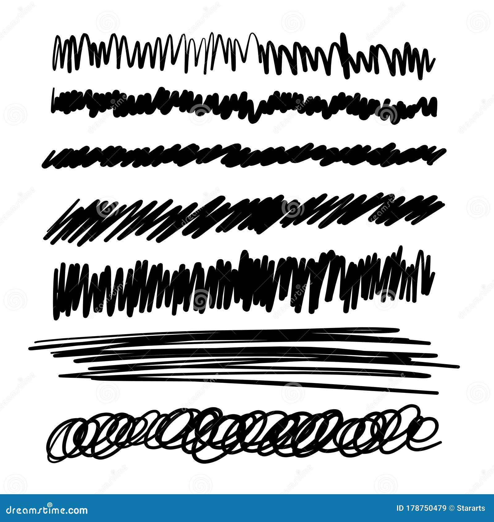 Pencil Sketch Scribble Lines in Different Styles Set Stock Vector ...