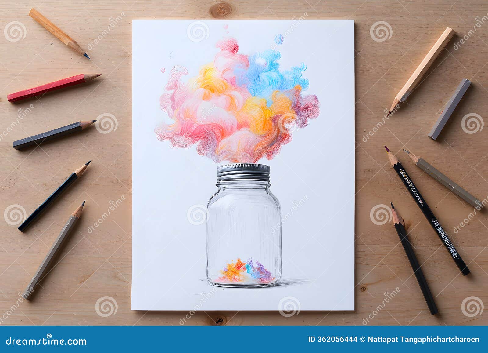 A Pencil Sketch of a Simple Object Transforming into a Colorful ...
