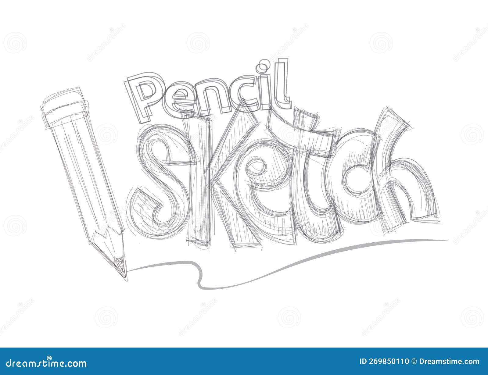Pencil Sketch Typo in English Typography Design Stock Vector ...