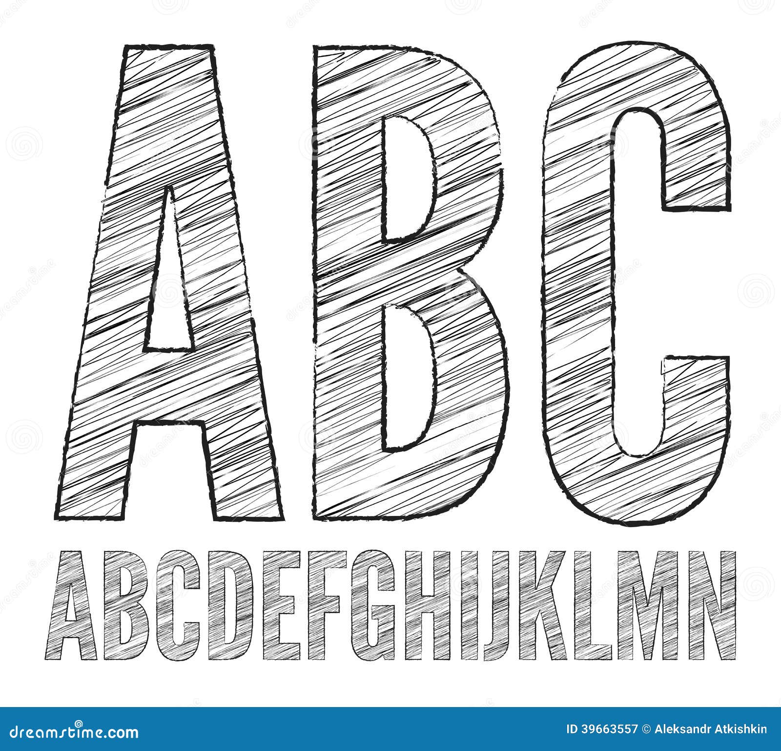 Pencil sketched font stock vector. Illustration of sign - 39663557