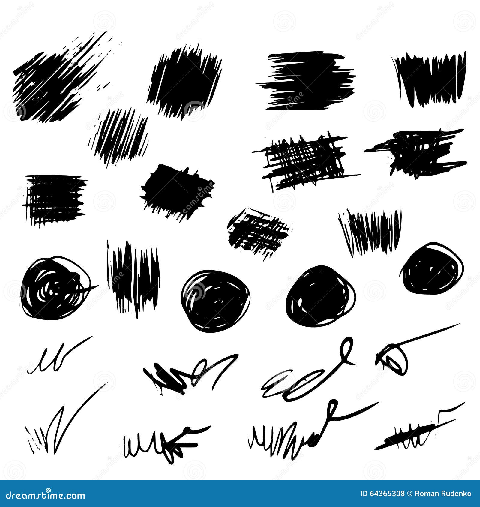 Pencil Sketches.Hand Drawn Scribble Shapes a Set of Doodle Line Stock ...