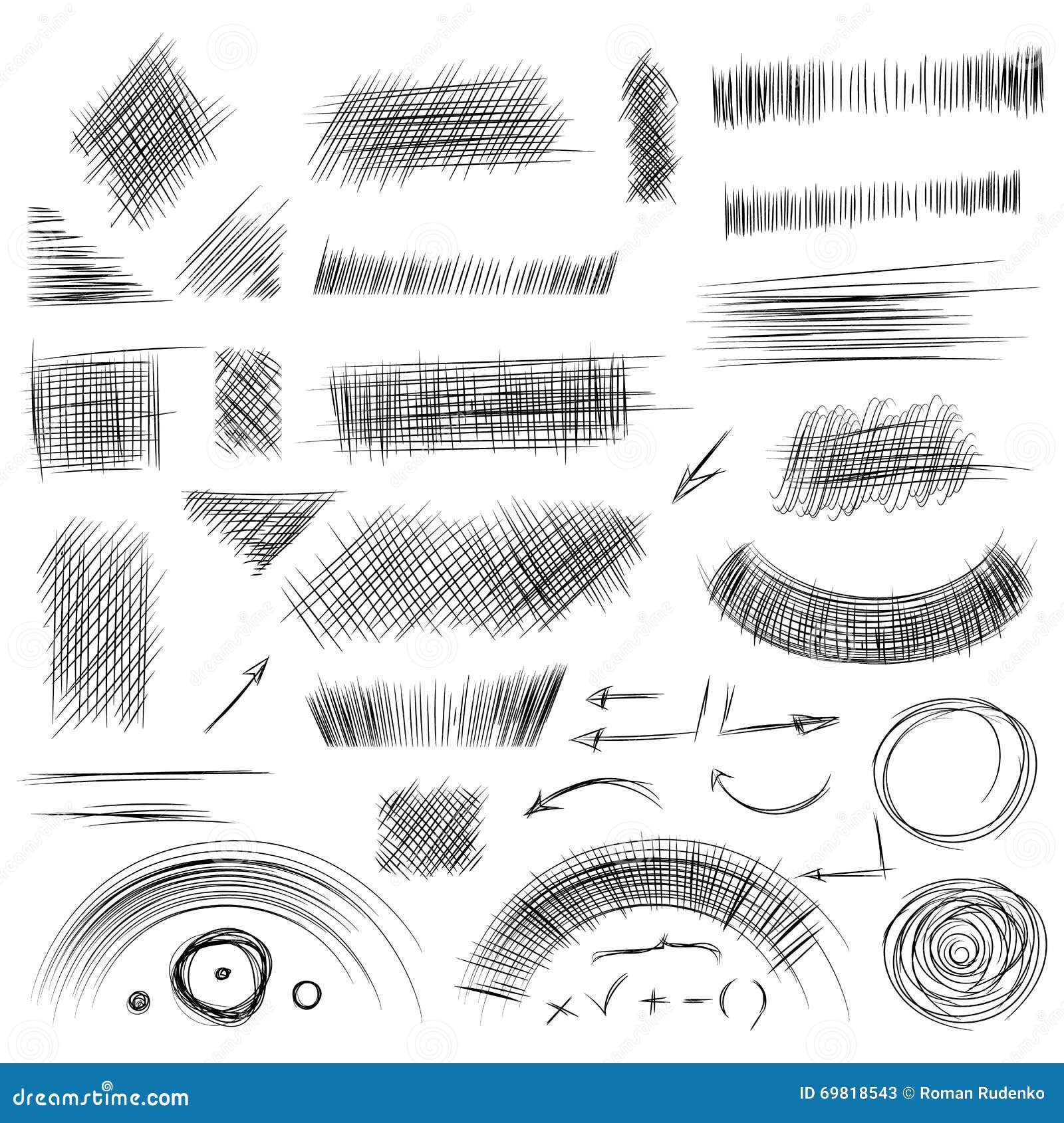 Pencil Sketches.Hand Drawn Scribble Shapes Stock Vector - Illustration ...