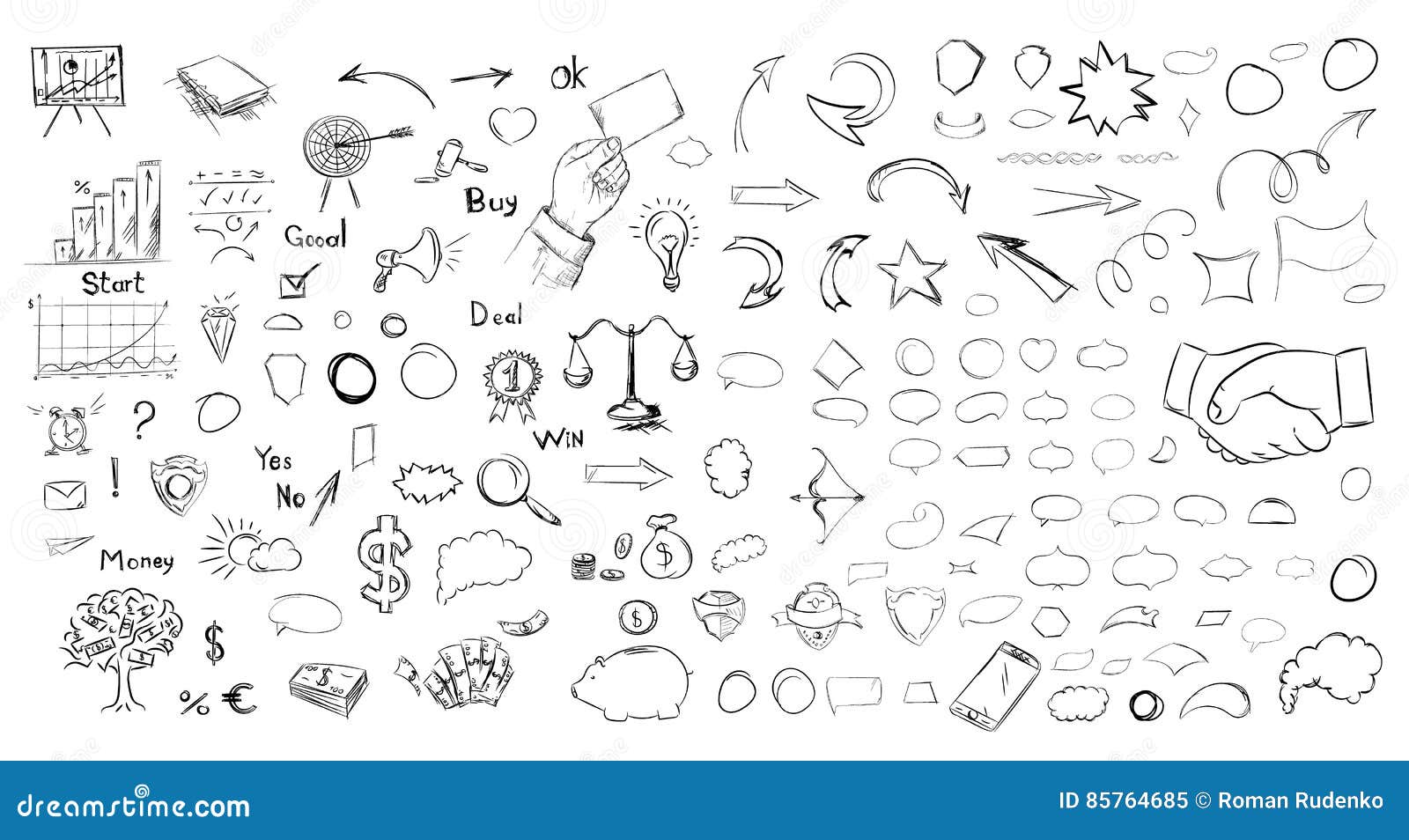Pencil Sketches. Hand Drawn Scribble Shapes Stock Vector - Illustration ...
