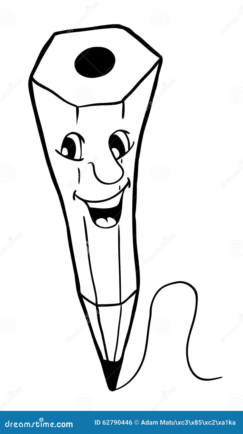 Pencil with smile stock vector. Illustration of cartoon - 62790446