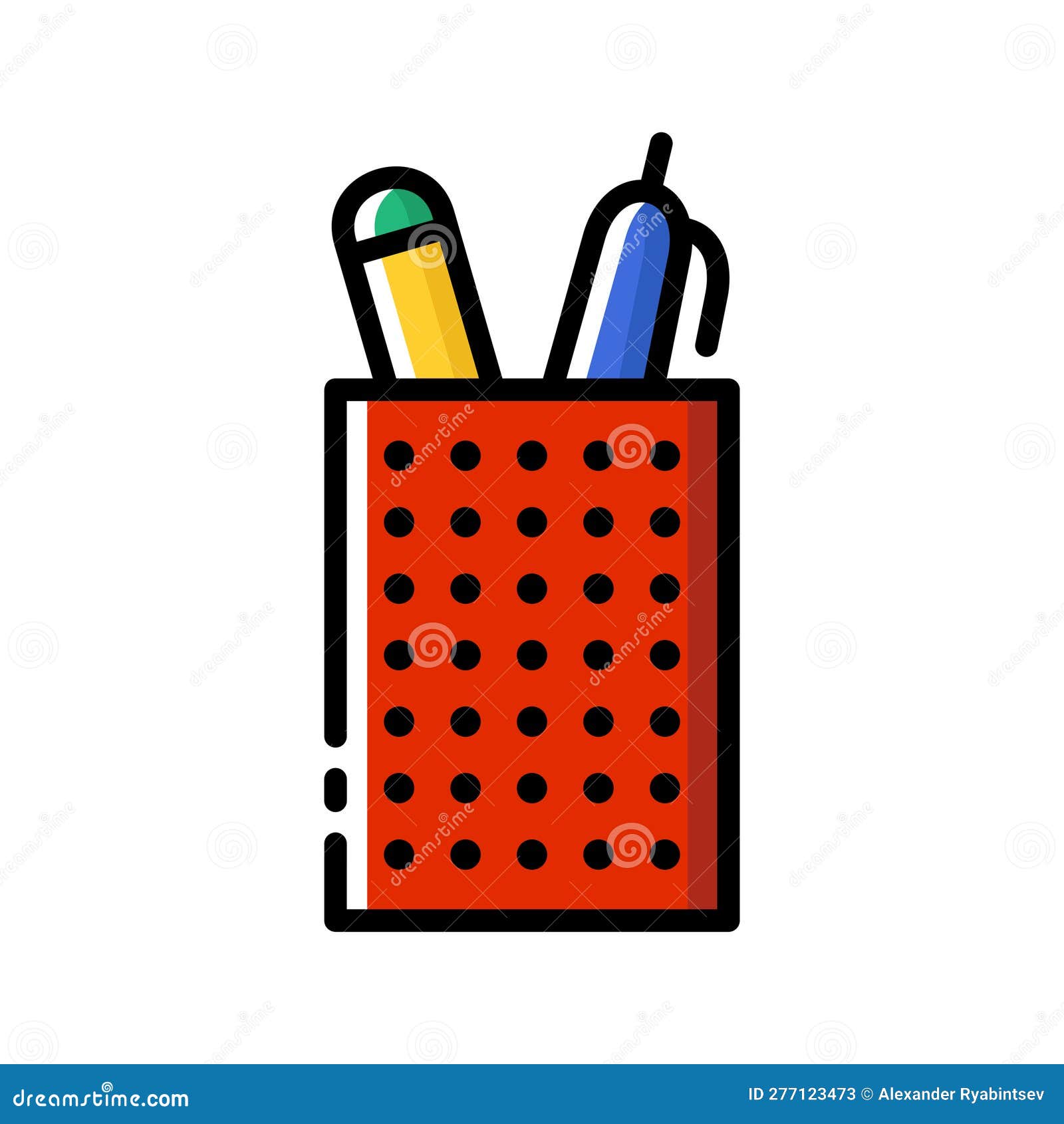 Pencil Stand Colourful Vector Illustration. Stationary Icon. Stock ...