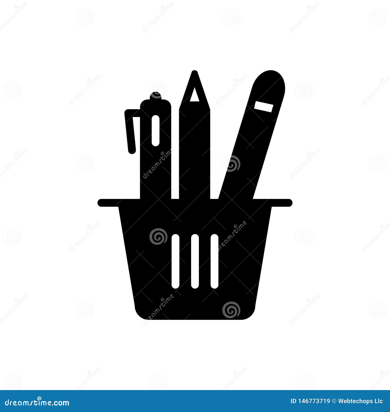 Black Solid Icon for Pencil Stand, Pen and Education Stock Illustration ...