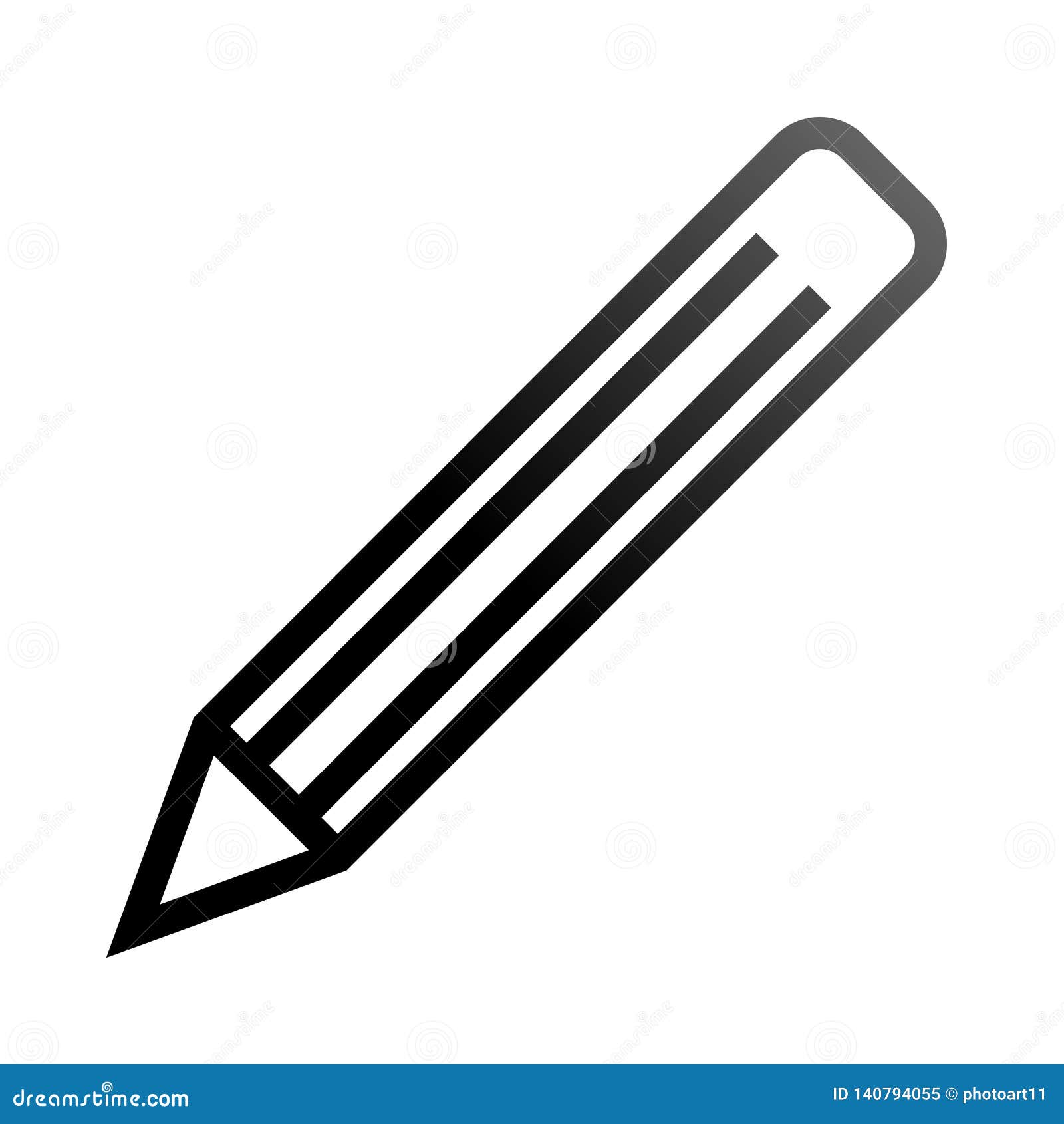 Pencil Symbol Icon - Black Gradient Outline, Isolated - Vector Stock ...