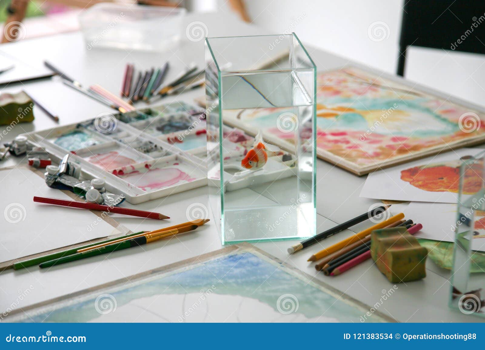 Pencil on the Table for Painting Work. Stock Photo - Image of design ...