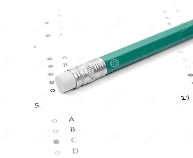 Pencil and test paper stock photo. Image of number, eraser - 17495750