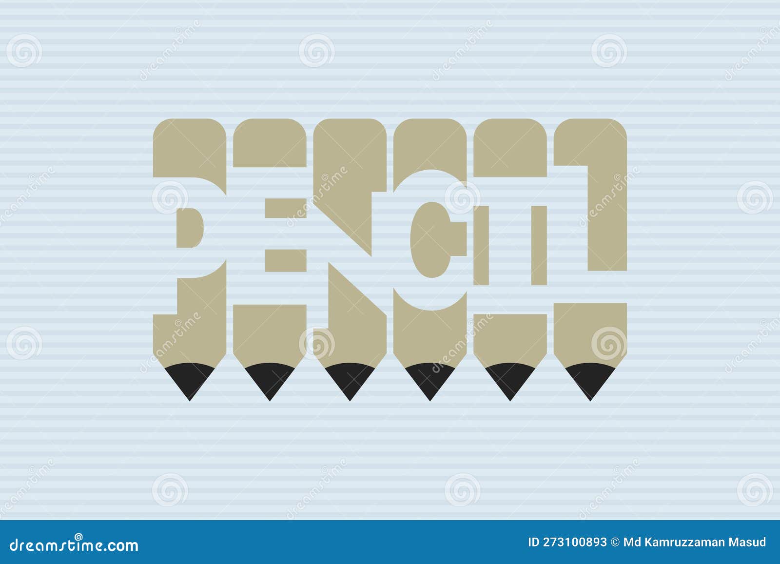 Pencil Text with Pen Symbol Creative Ideas Design. Pencil Typography Negative Space Word Vector ...