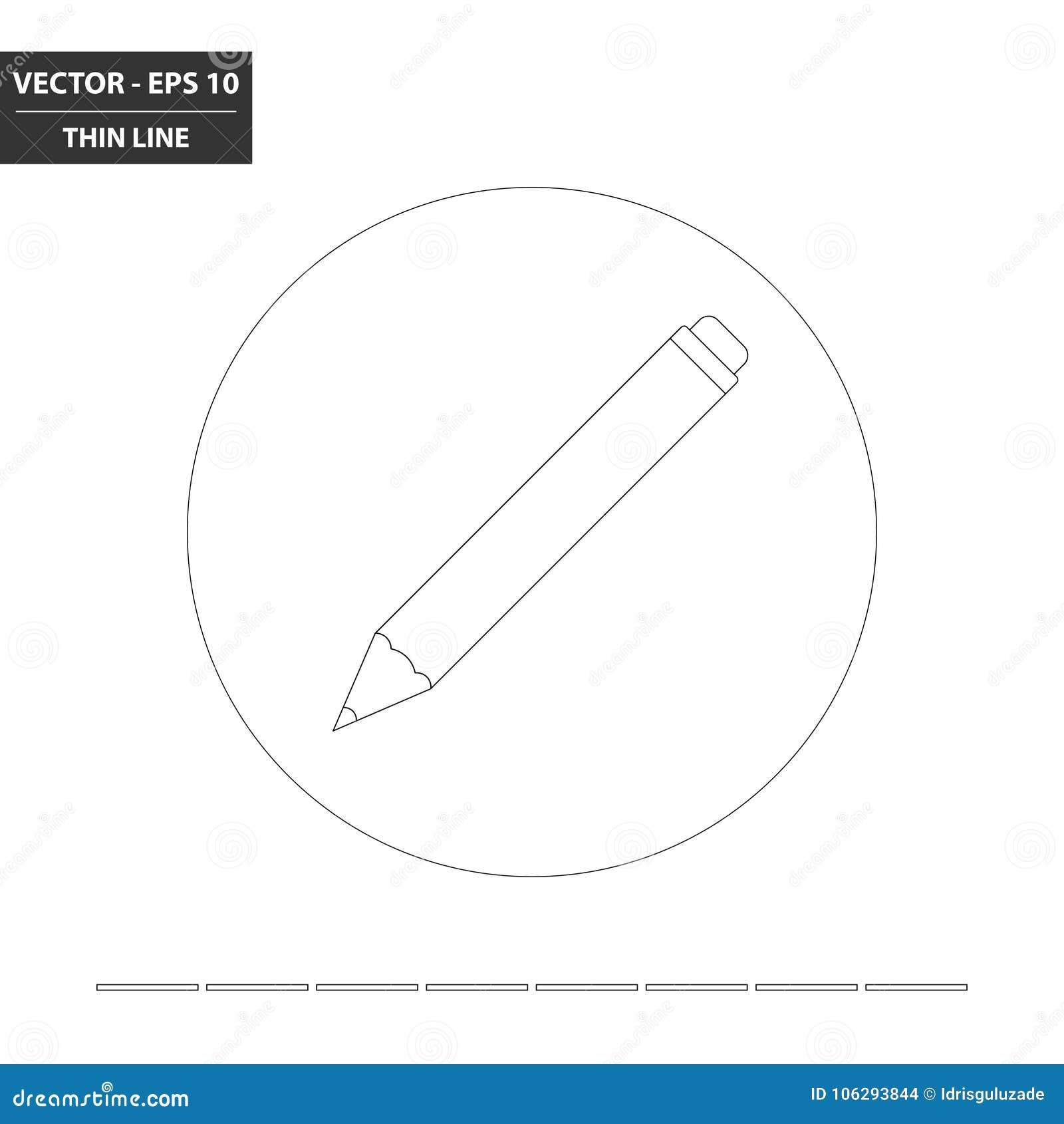 Pencil thin line flat icon stock vector. Illustration of icon - 106293844