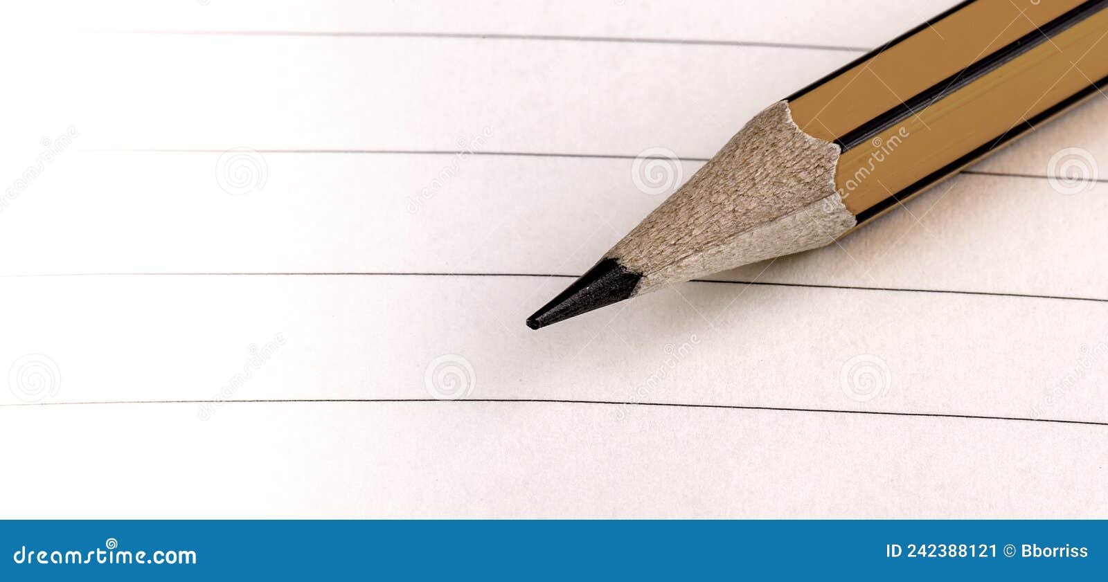 Pencil Tip on White Lined Paper. Selective Focus Stock Image - Image of ...
