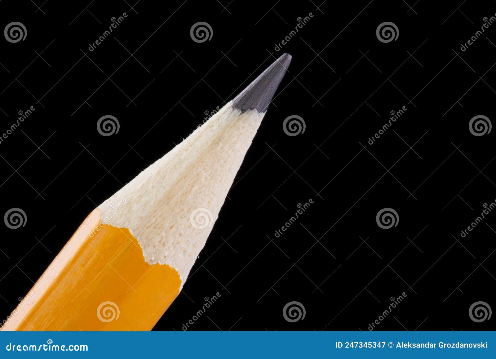A Pencil Tip Closeup on Black Background Stock Image - Image of object ...