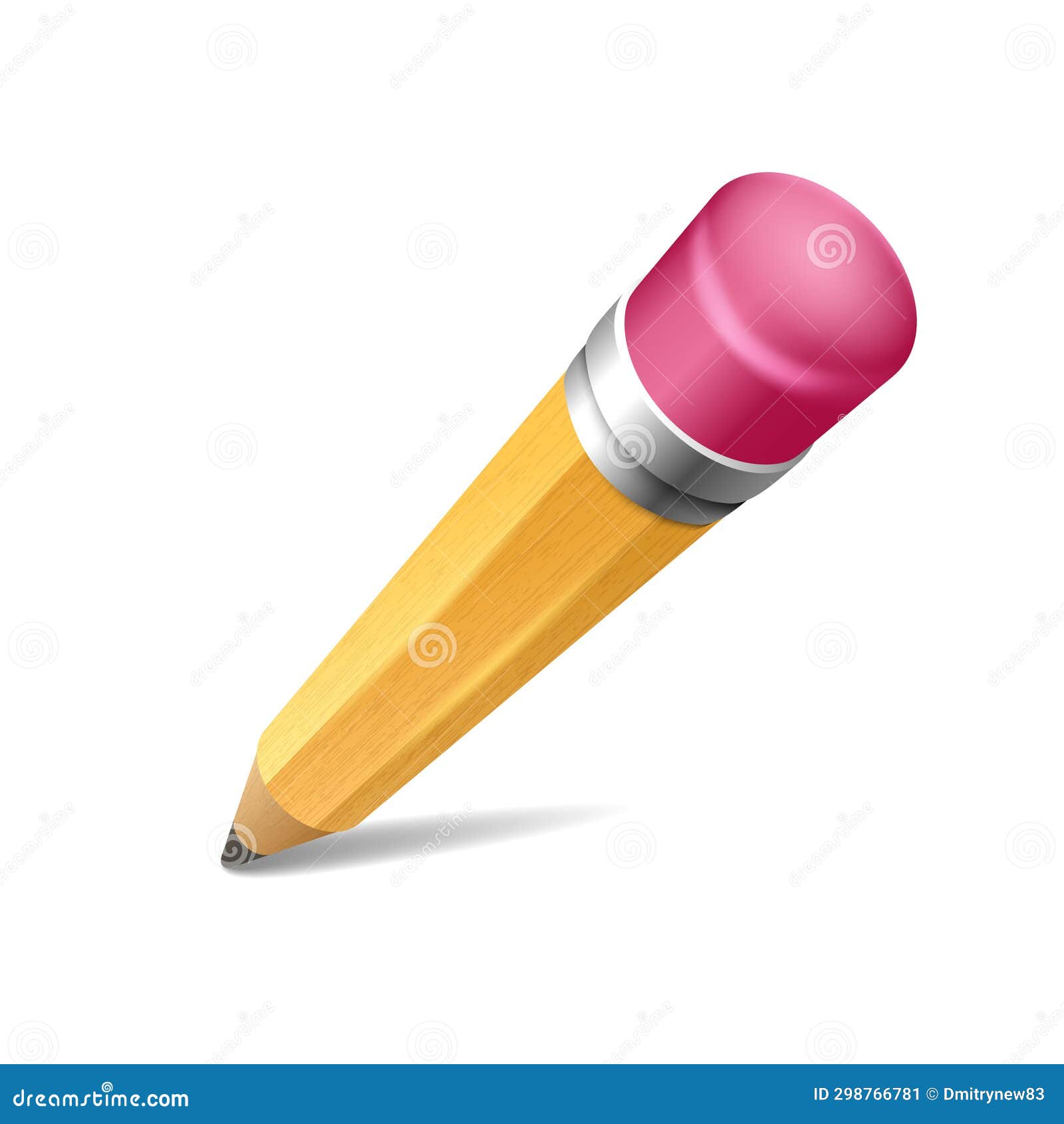 Pencil in Top View and 3D Style Stock Illustration - Illustration of ...