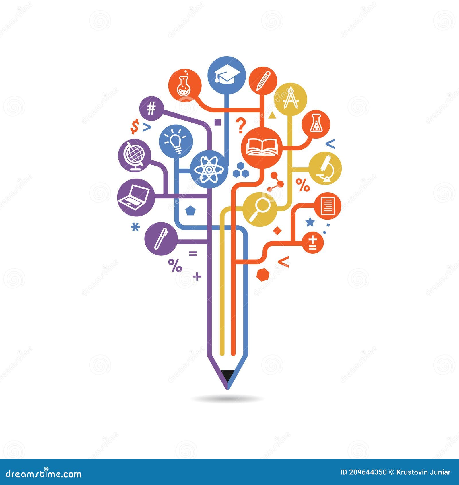 Pencil Tree of Knowledge Vector Stock Vector - Illustration of school ...