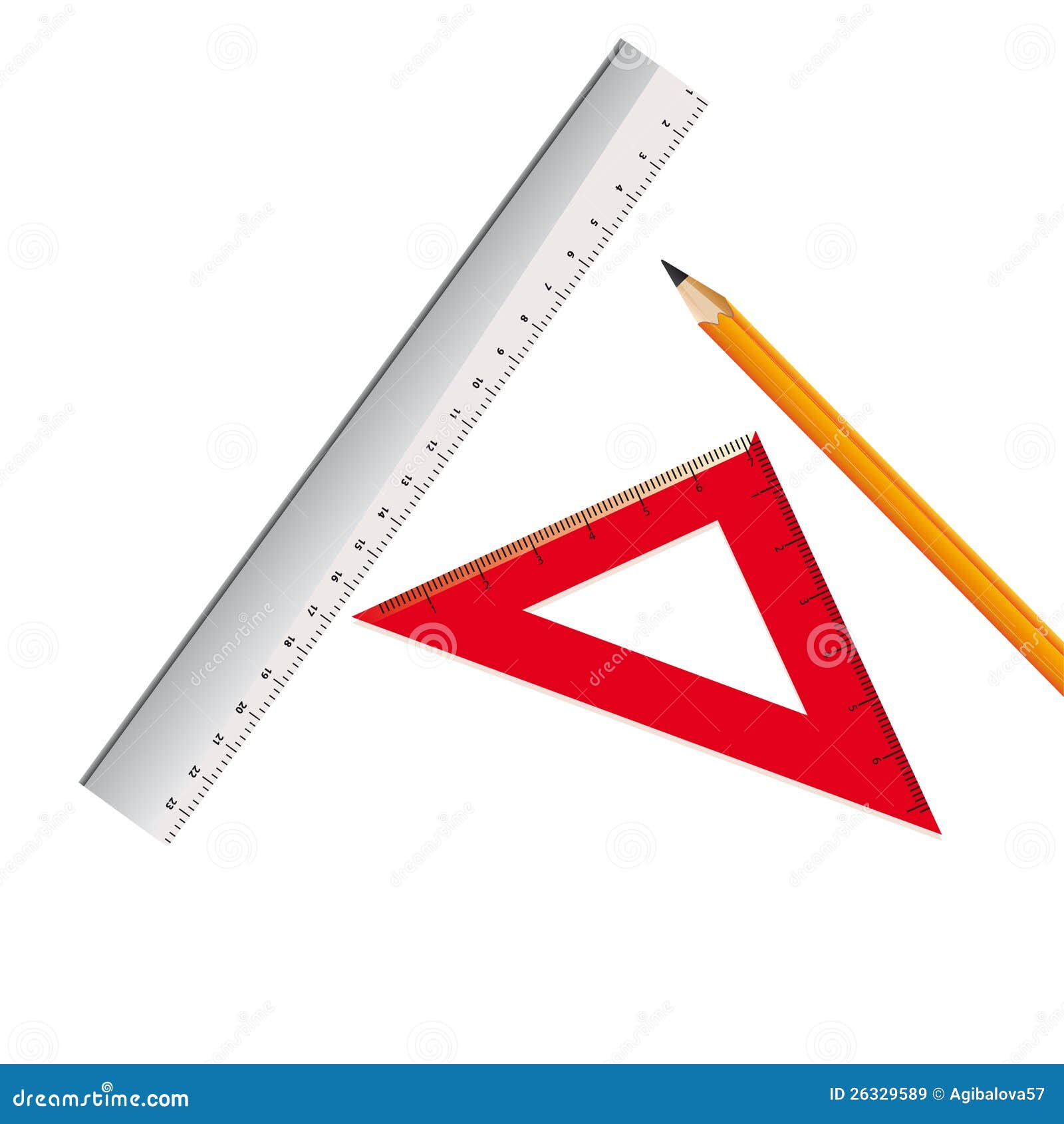 Pencil and Two Rulers.Vector Illustration Stock Vector - Illustration ...