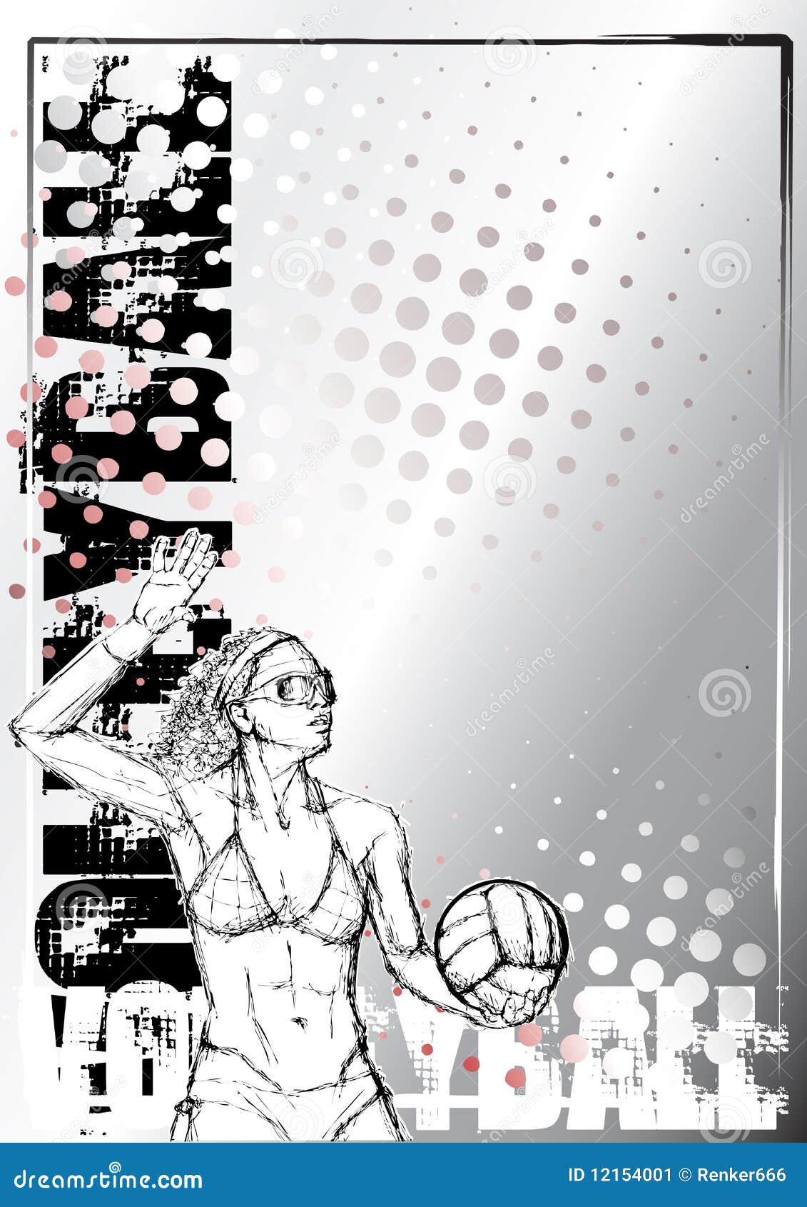 Volleyball Poster Template In Colour Cartoon Vector | CartoonDealer.com ...