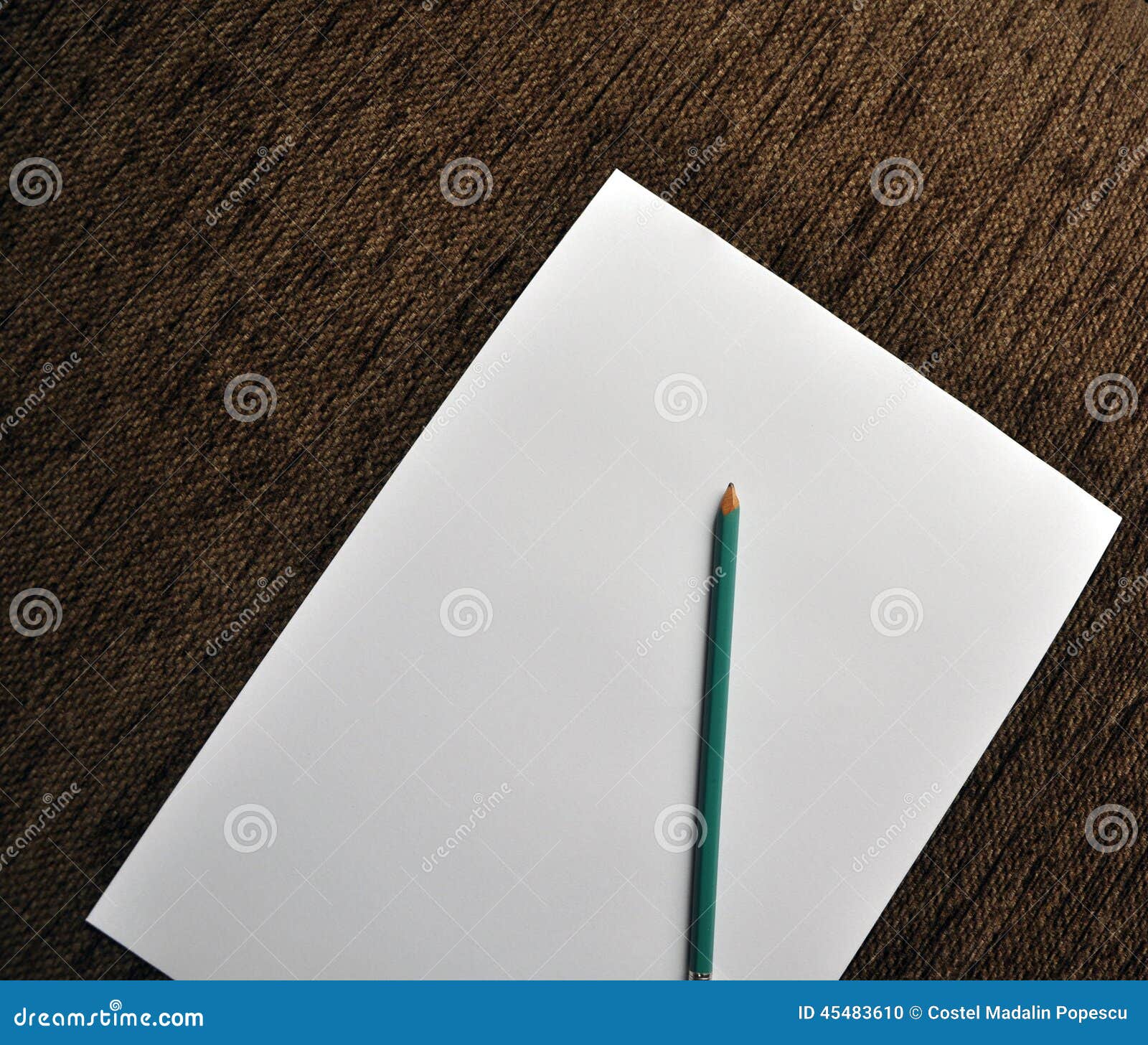 Pencil on white paper stock photo. Image of education - 45483610
