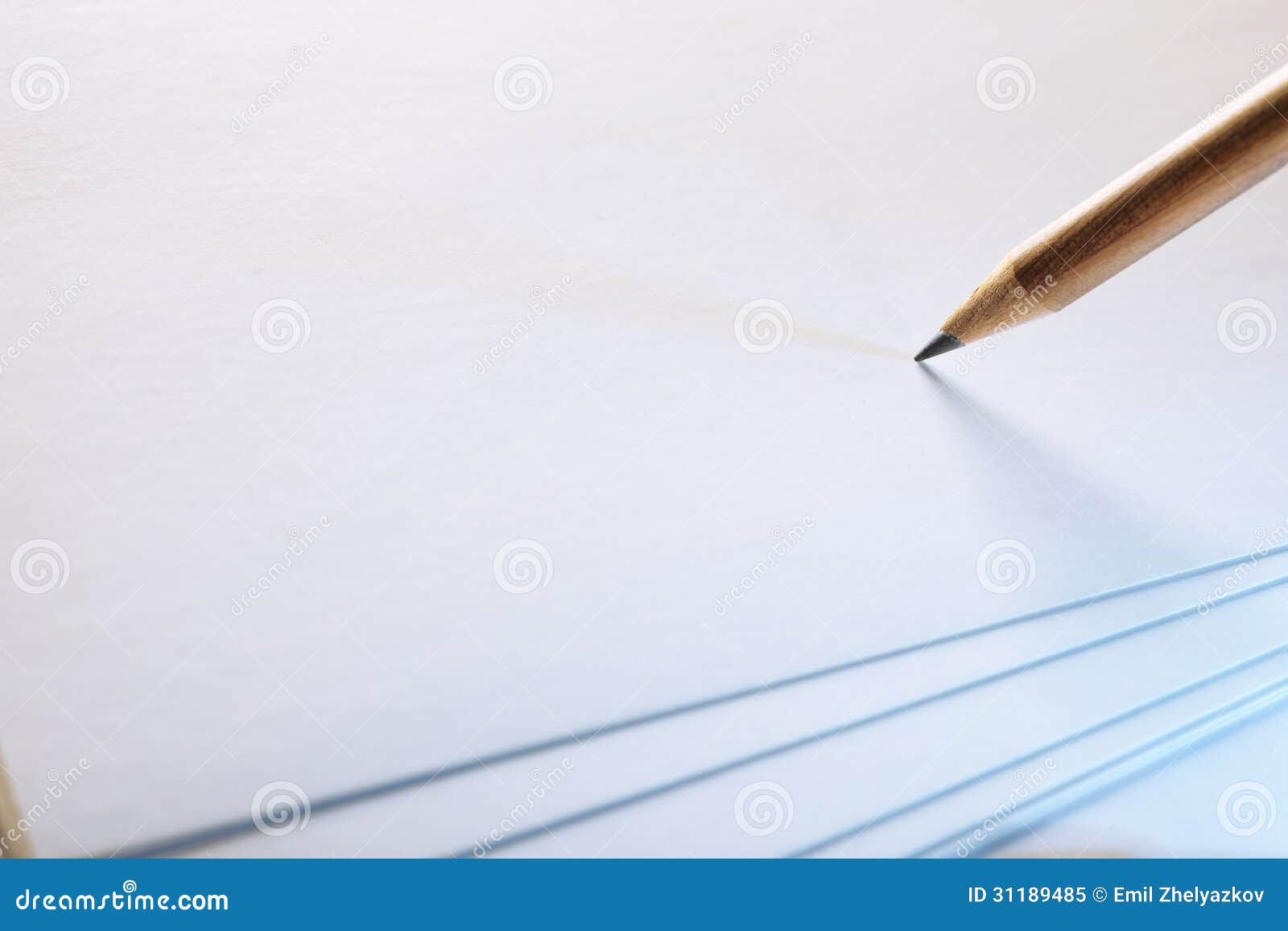 Pencil on white paper stock image. Image of note, paper - 31189485