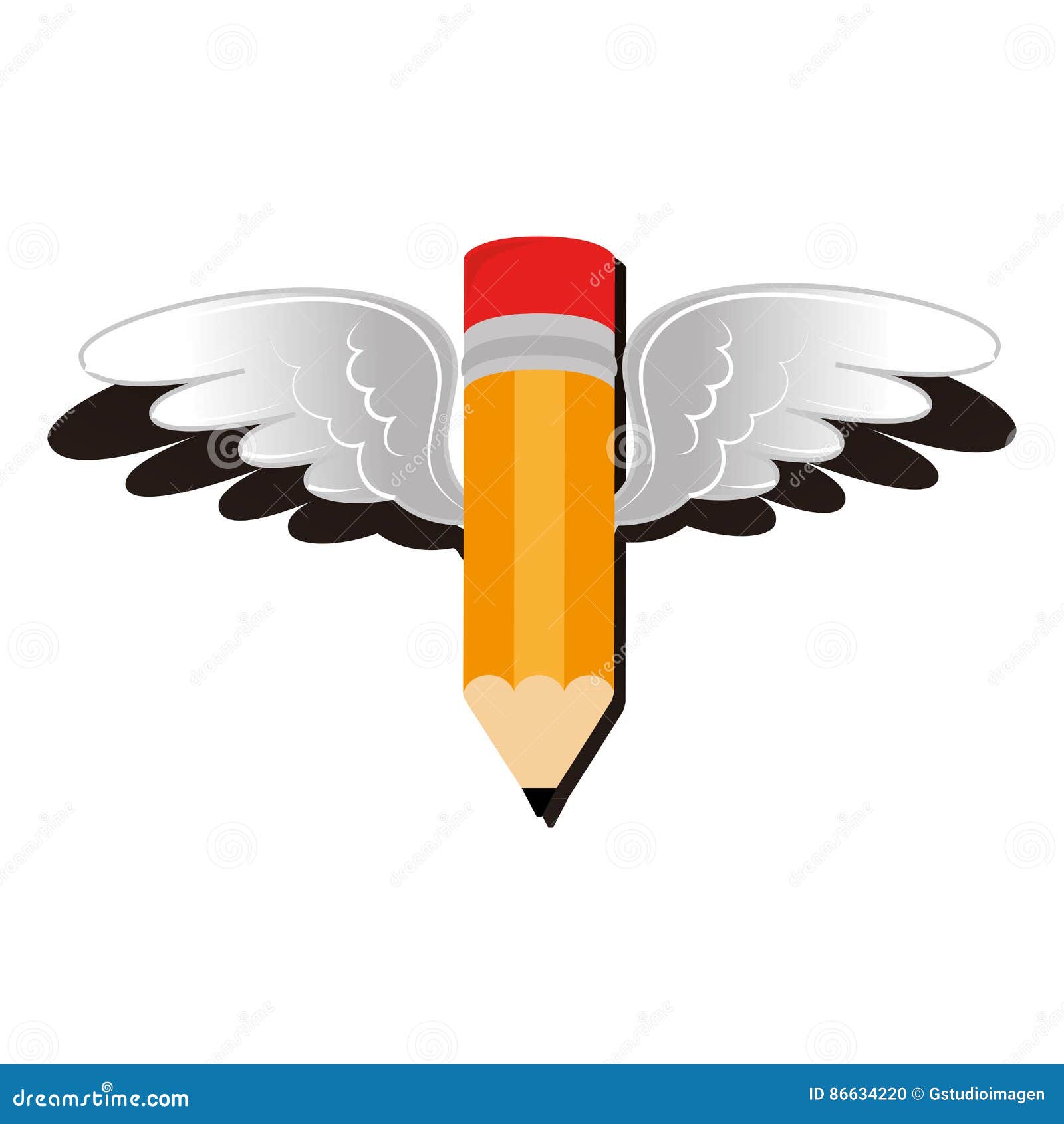 Pencil with wings icon stock vector. Illustration of design - 86634220