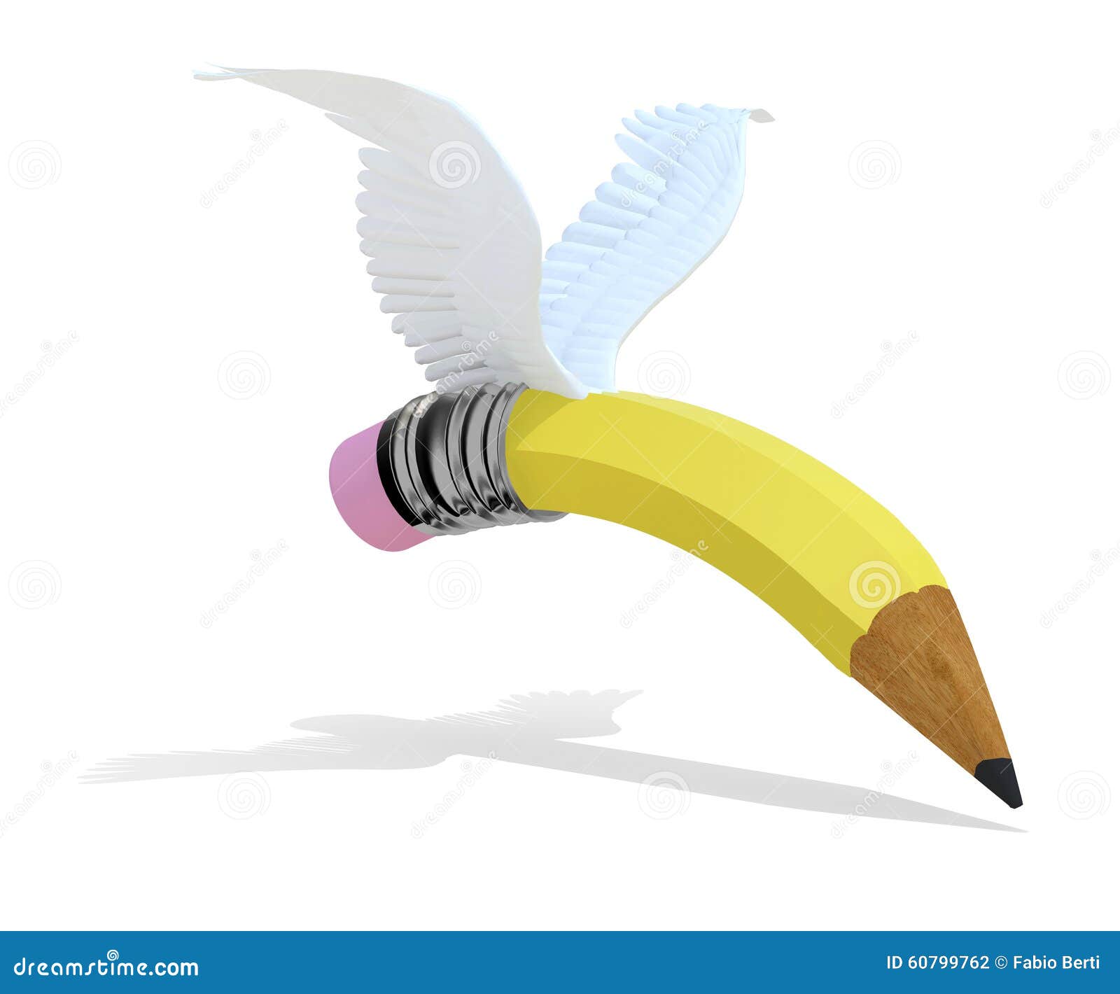 Pencil with Wings and Shadow Stock Illustration - Illustration of ...