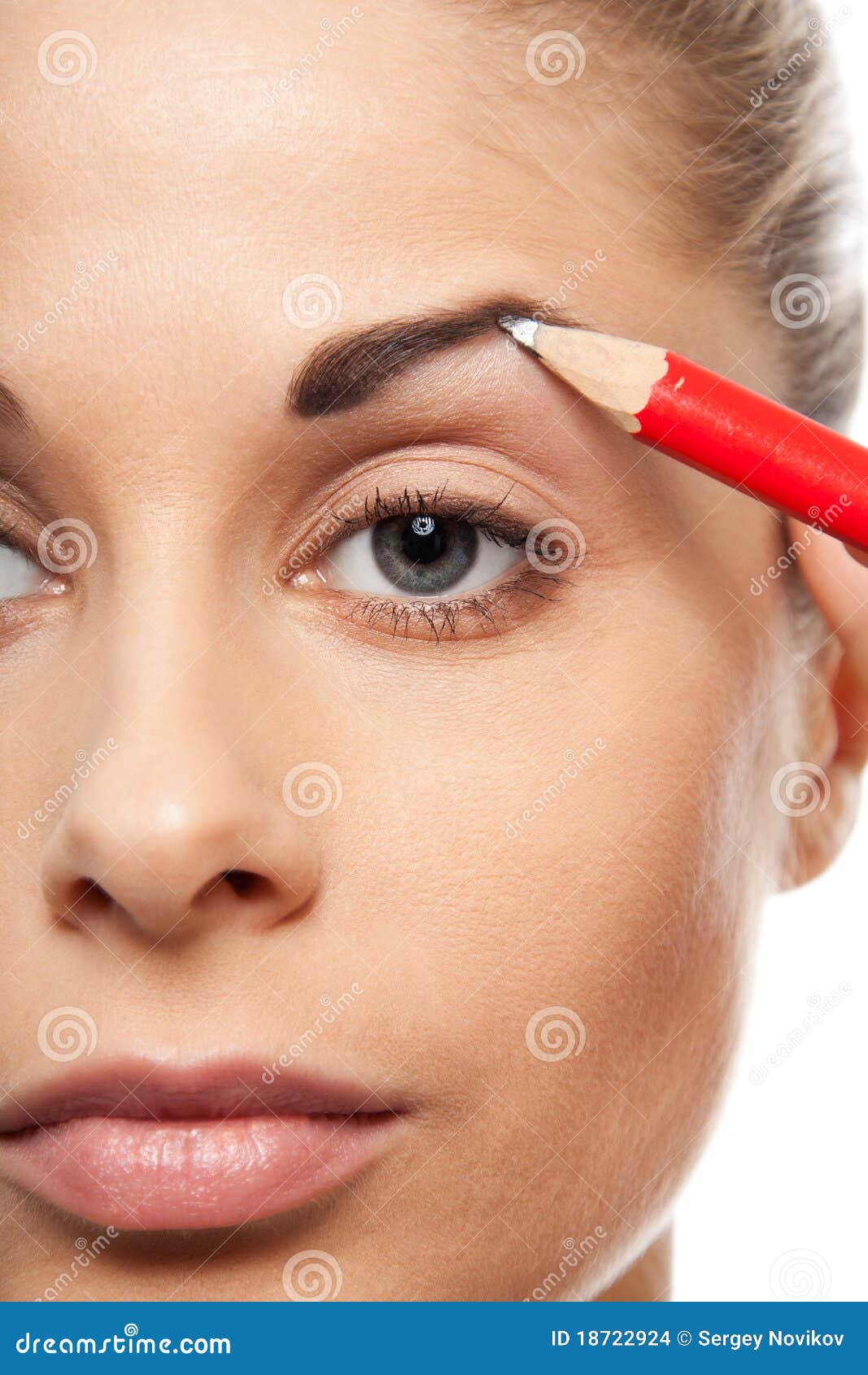 Pencil Woman S Eyebrows with a Carpenters Pen Stock Photo - Image of ...