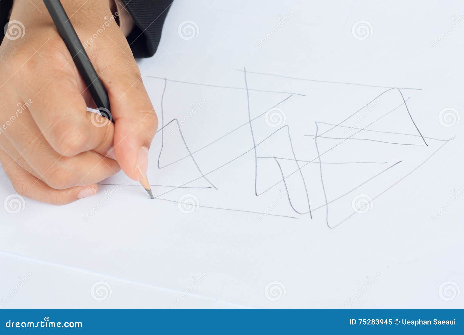 Pencil in Women Hand Writing on Paper. Stock Image - Image of creative ...