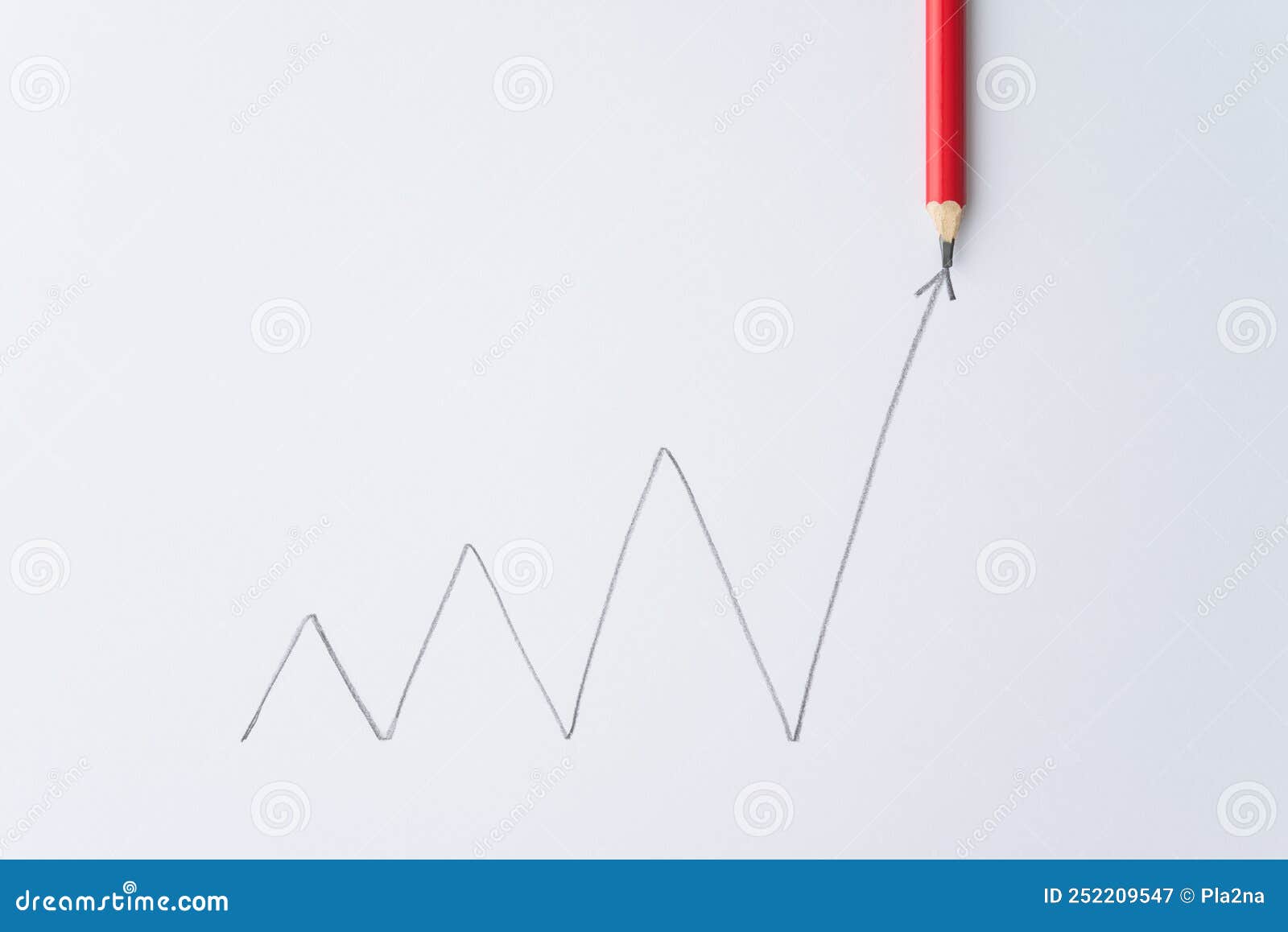 Pencil Write Chart Graph Swing Growing with Arrow Trend Rise Up on ...
