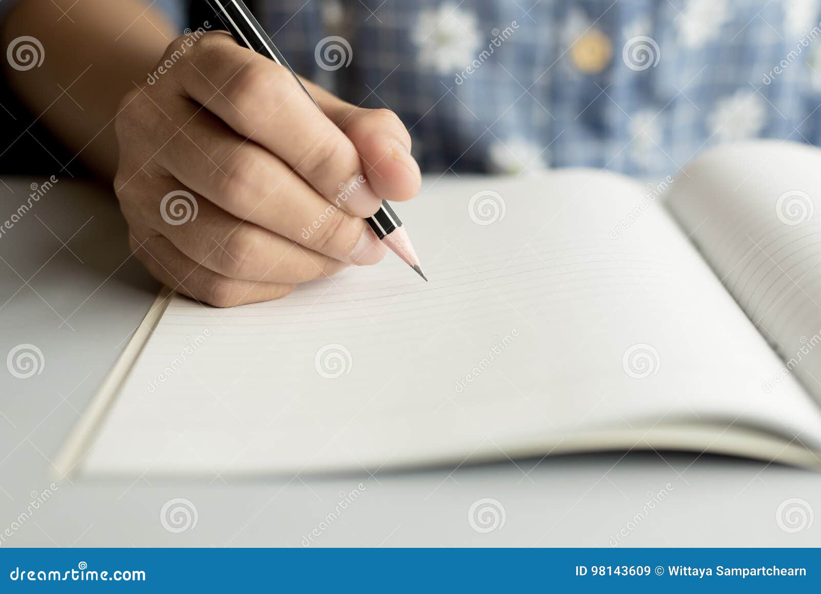 Pencil write on notebook stock image. Image of page, blank - 98143609