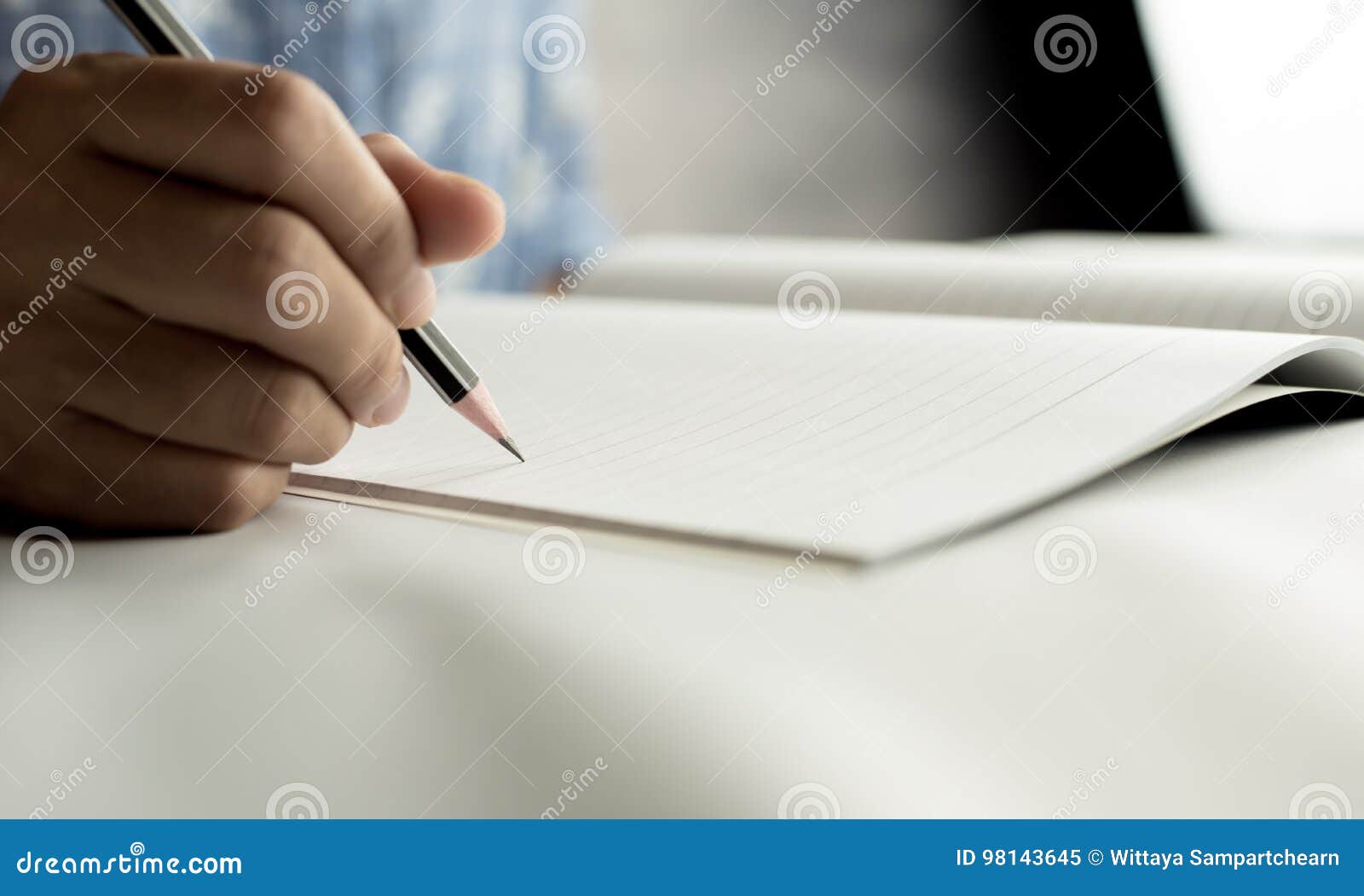 Pencil write on notebook stock image. Image of closeup - 98143645