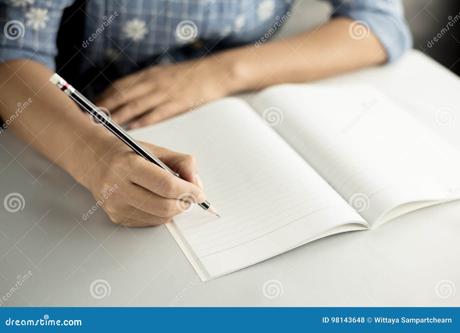 Pencil write on notebook stock photo. Image of desk, outdoor - 98143648