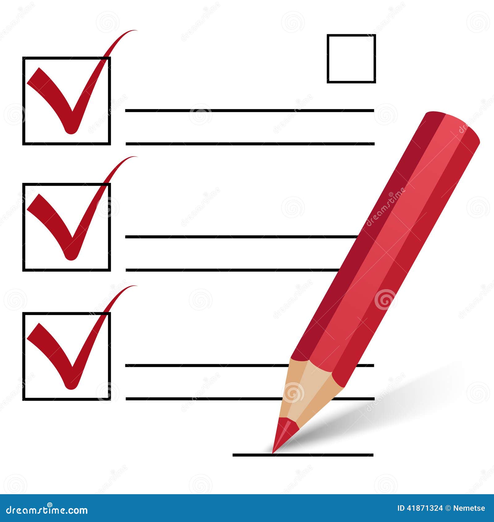 Pencil writes tick stock vector. Illustration of exam - 41871324