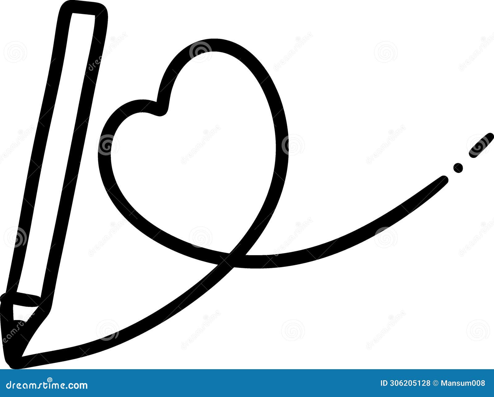 A Pencil Writing a Heart with a Pencil in the Middle Stock Illustration ...