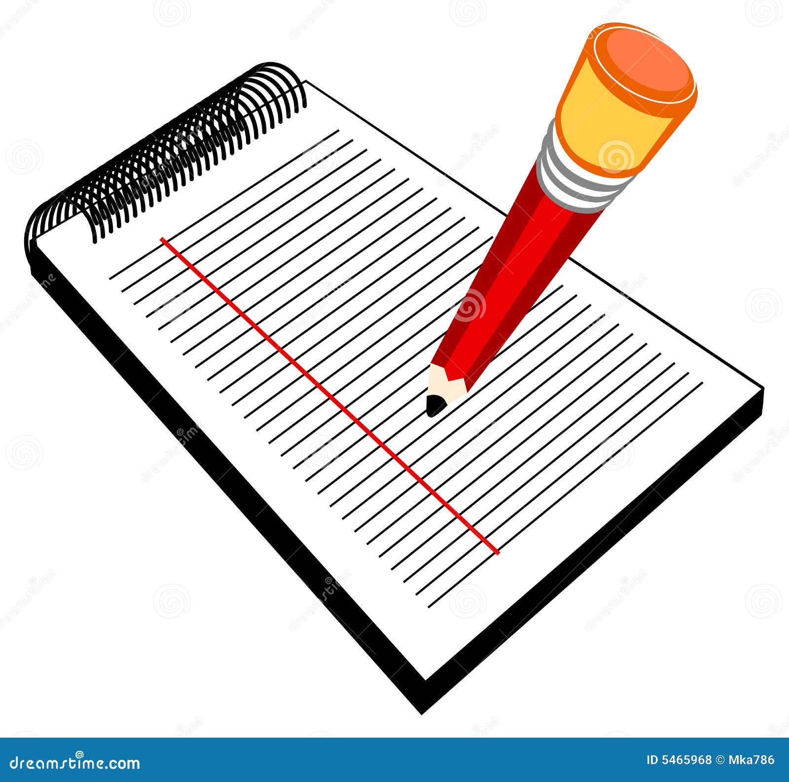 Pencil with writing pad stock illustration. Illustration of stationery ...