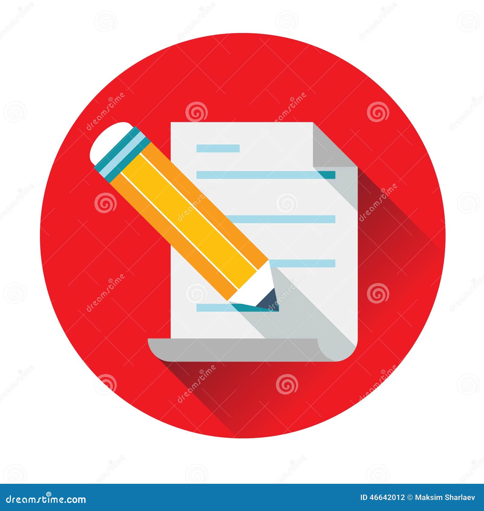 Pencil Writing Text on Paper Icon Stock Vector - Illustration of list ...
