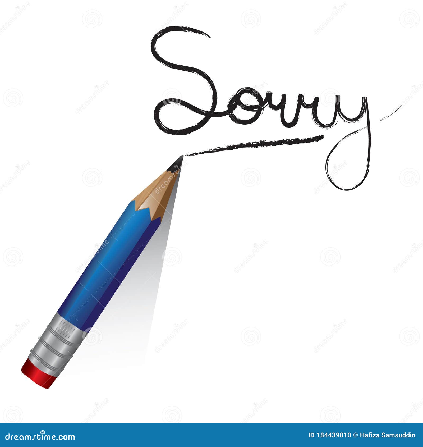 A Pencil Writing the Word Sorry. Vector Illustration Decorative ...