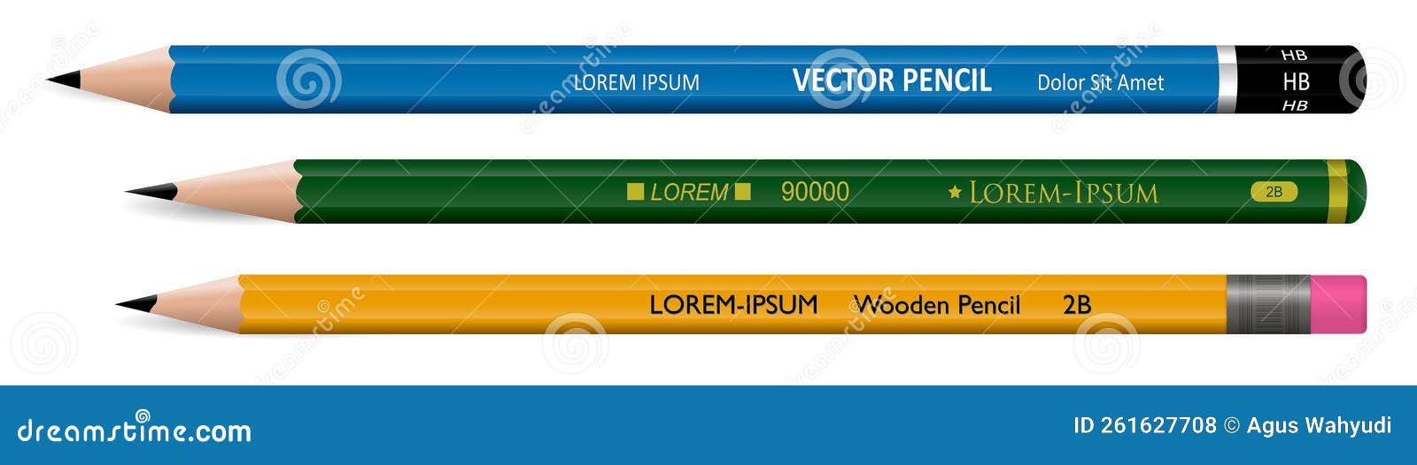 Set of Realistic Pencils Colored Isolated on White or Pencils School ...