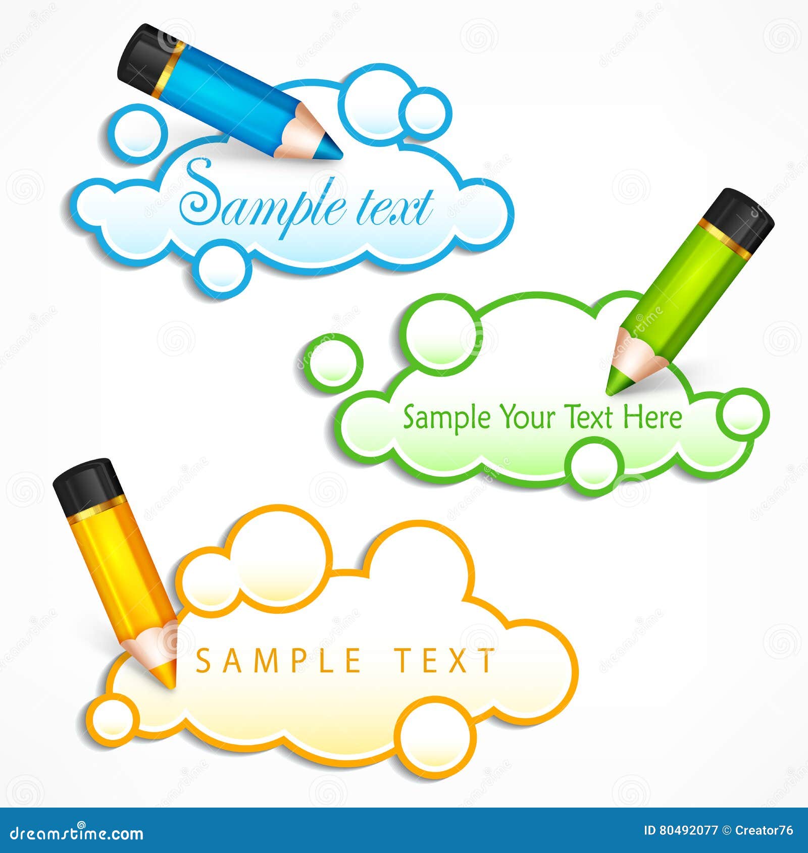 Pencils and Cloud Speech Bubbles. Text Stock Vector - Illustration of ...