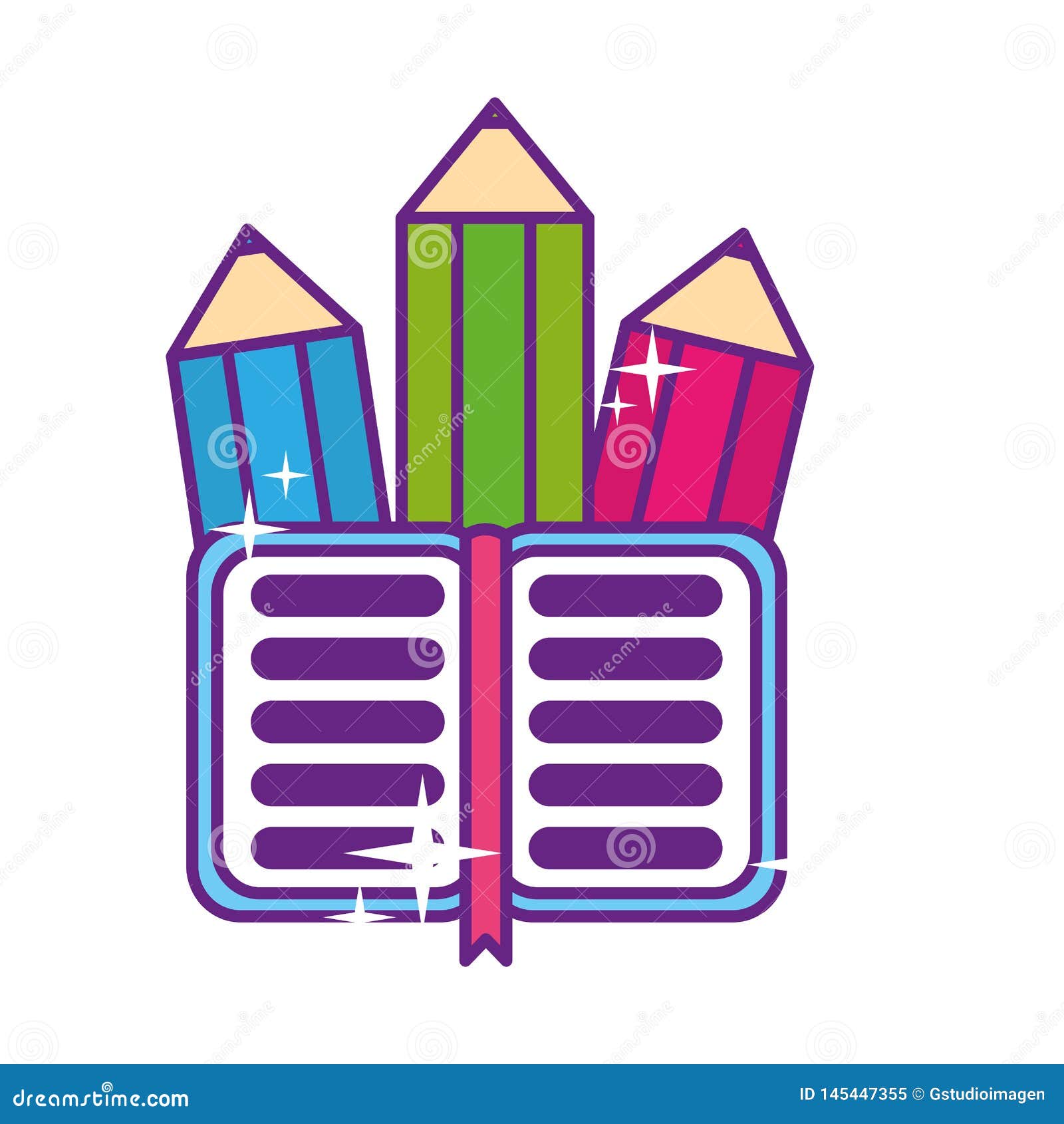 Pencils Colors with Notebook Isolated Icon Stock Vector - Illustration ...