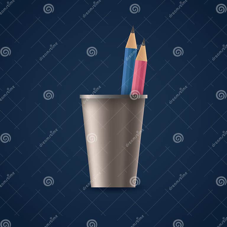 Pencils in a Cup. Vector Illustration Decorative Design Stock Vector ...