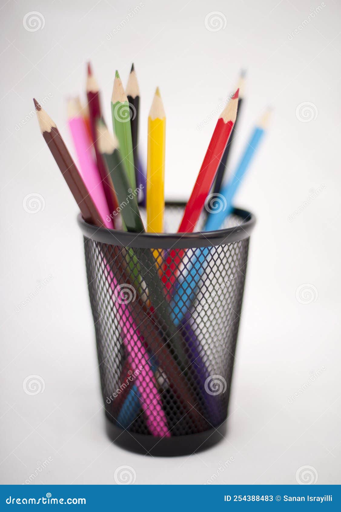 Pencils in a desk tidy stock image. Image of pencils - 254388483