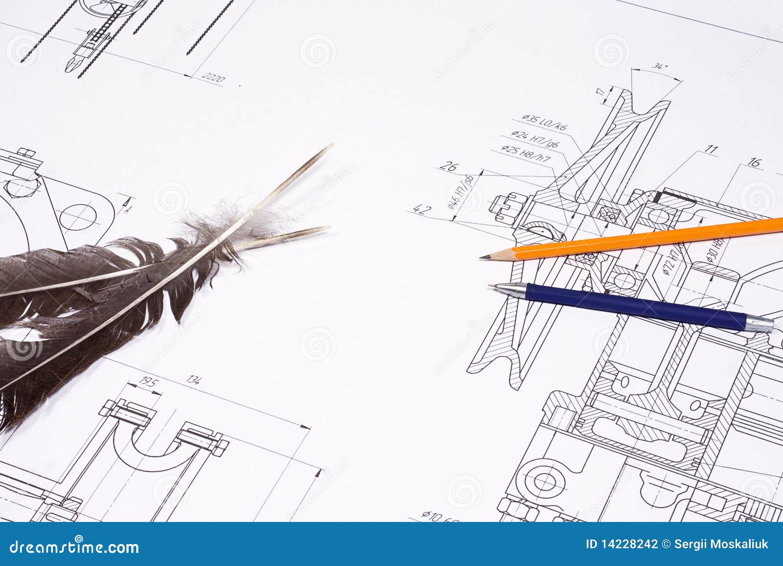 Pencils at draft stock photo. Image of drawing, pencil - 14228242