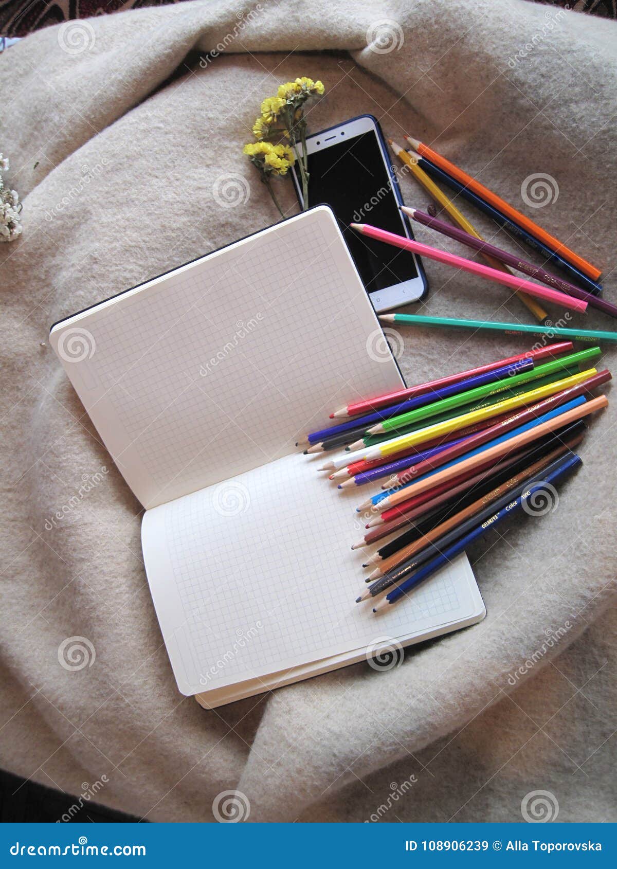 Pencils for Drawing in a Notebook Stock Image - Image of notebook ...